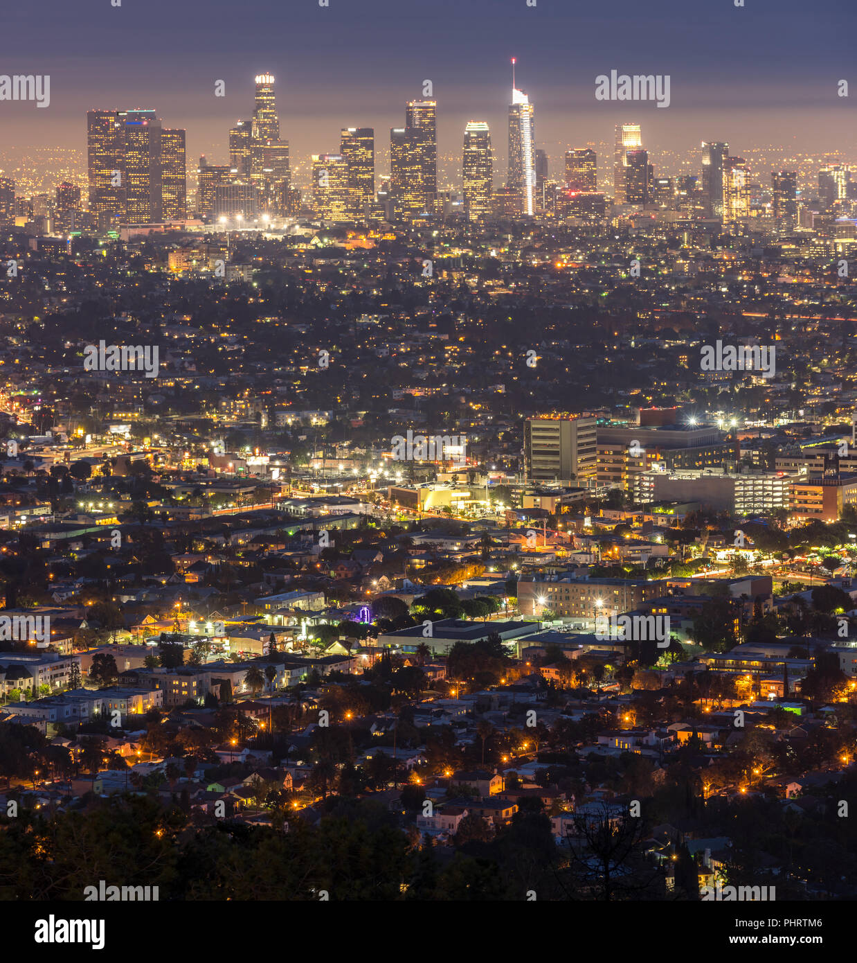 Downtown Los Angeles Night Streets High Resolution Stock Photography ...