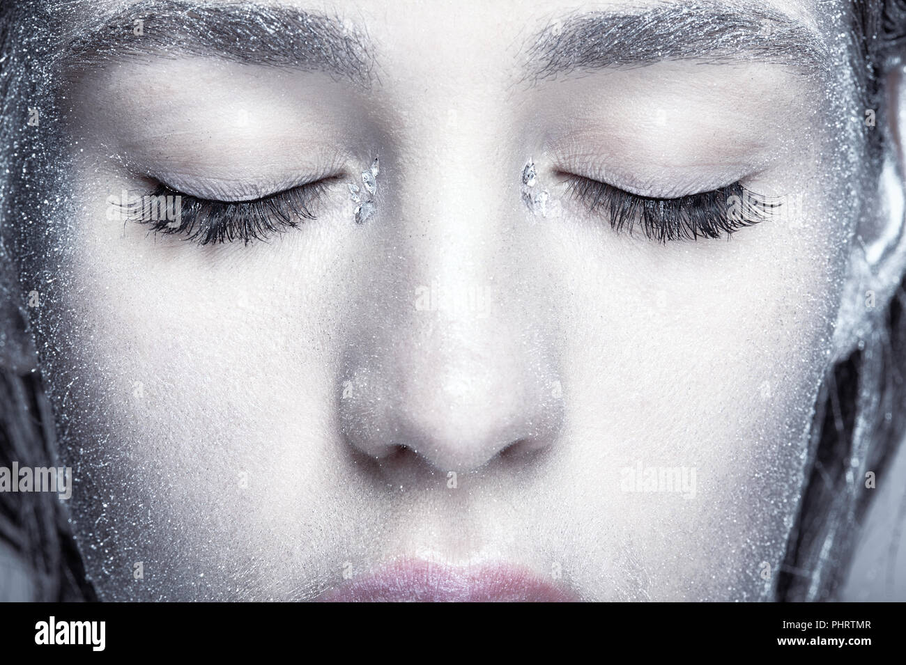 Female closed eyes. Closeup beauty portrait of young woman face Stock ...