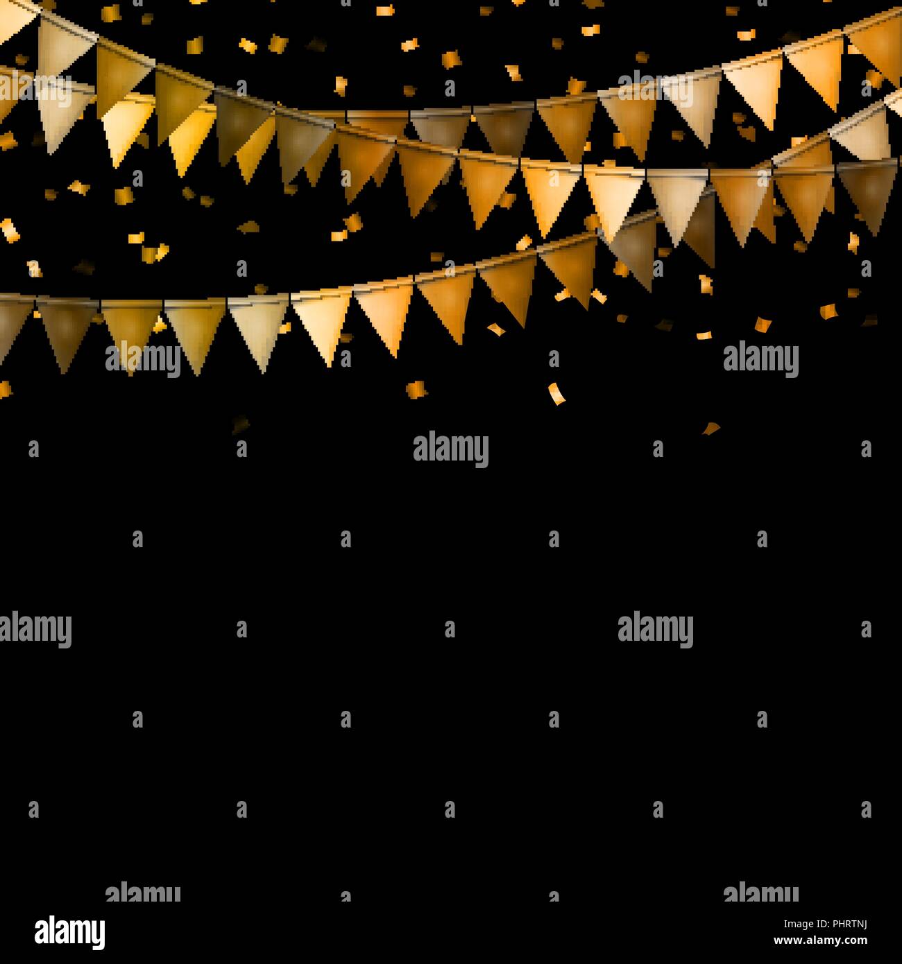 Party Background with Flags and Confetti Vector Illustration Stock ...