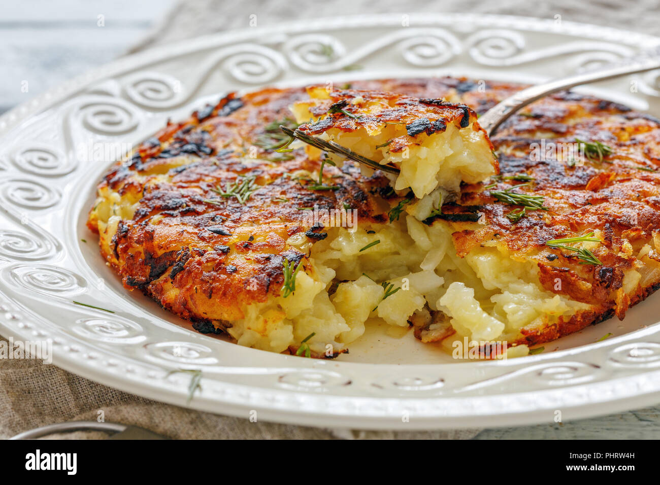 Swiss potatoes rosti close up Stock Photo - Alamy