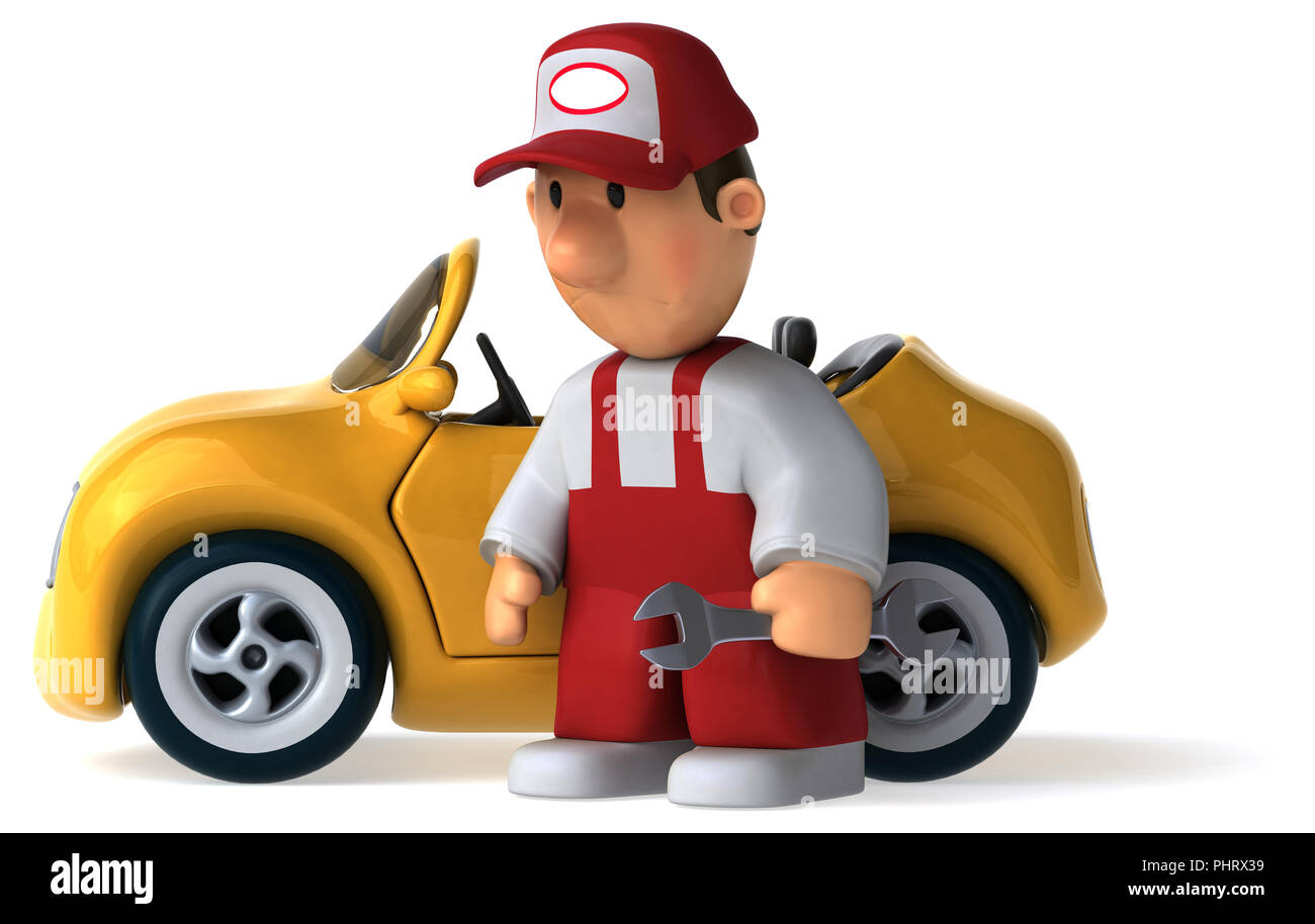 Fun mechanic - 3D Illustration Stock Photo - Alamy