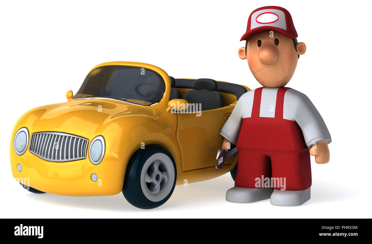 Fun mechanic - 3D Illustration Stock Photo - Alamy
