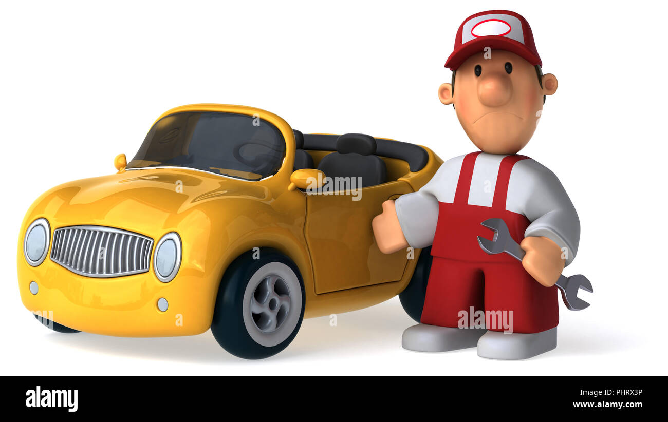 Fun mechanic - 3D Illustration Stock Photo - Alamy