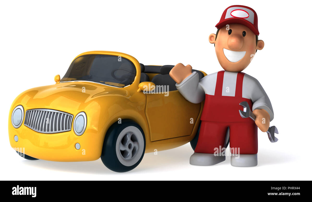 Fun mechanic - 3D Illustration Stock Photo - Alamy