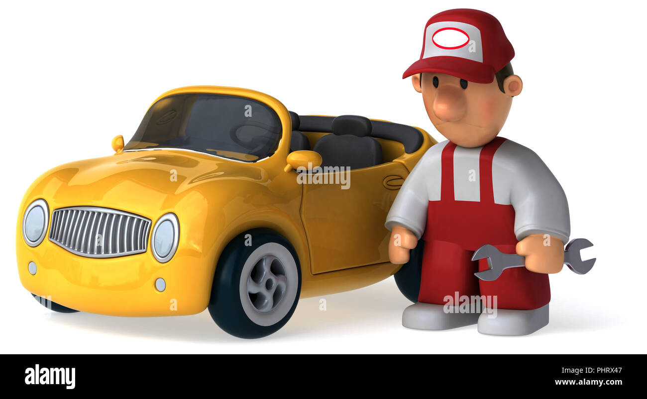 Fun mechanic - 3D Illustration Stock Photo - Alamy