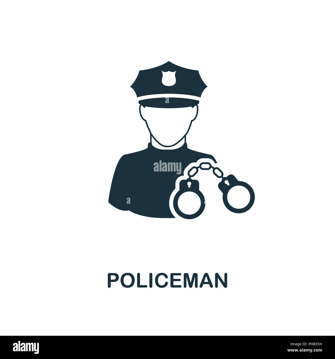 Policeman Icon Monochrome Style Design From Professions Collection Ui