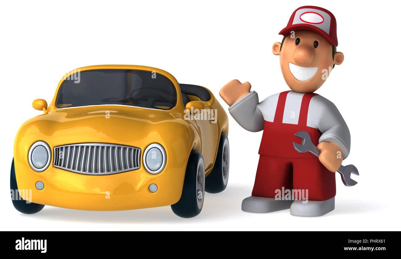Fun mechanic - 3D Illustration Stock Photo - Alamy