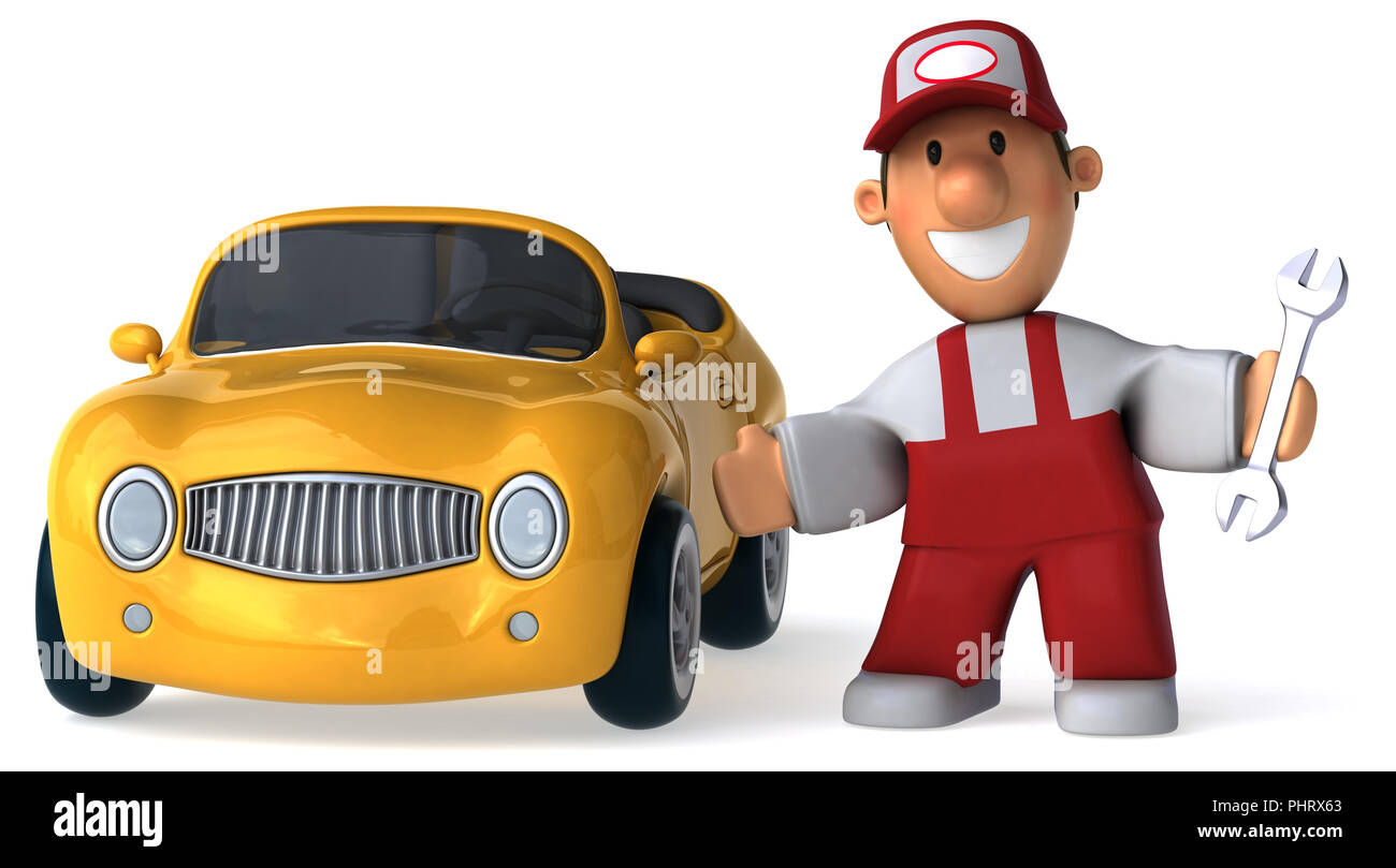 Fun mechanic - 3D Illustration Stock Photo - Alamy