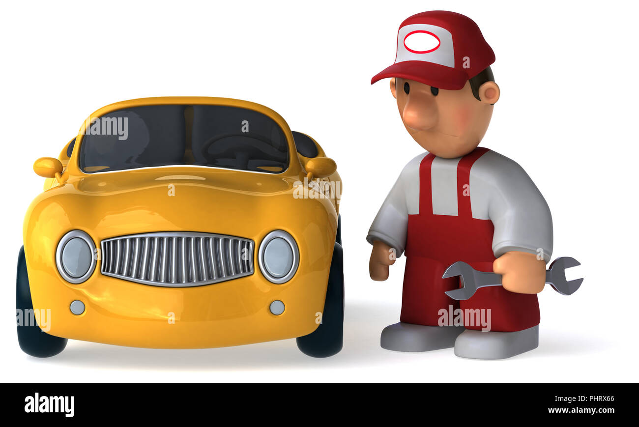 Fun mechanic - 3D Illustration Stock Photo - Alamy