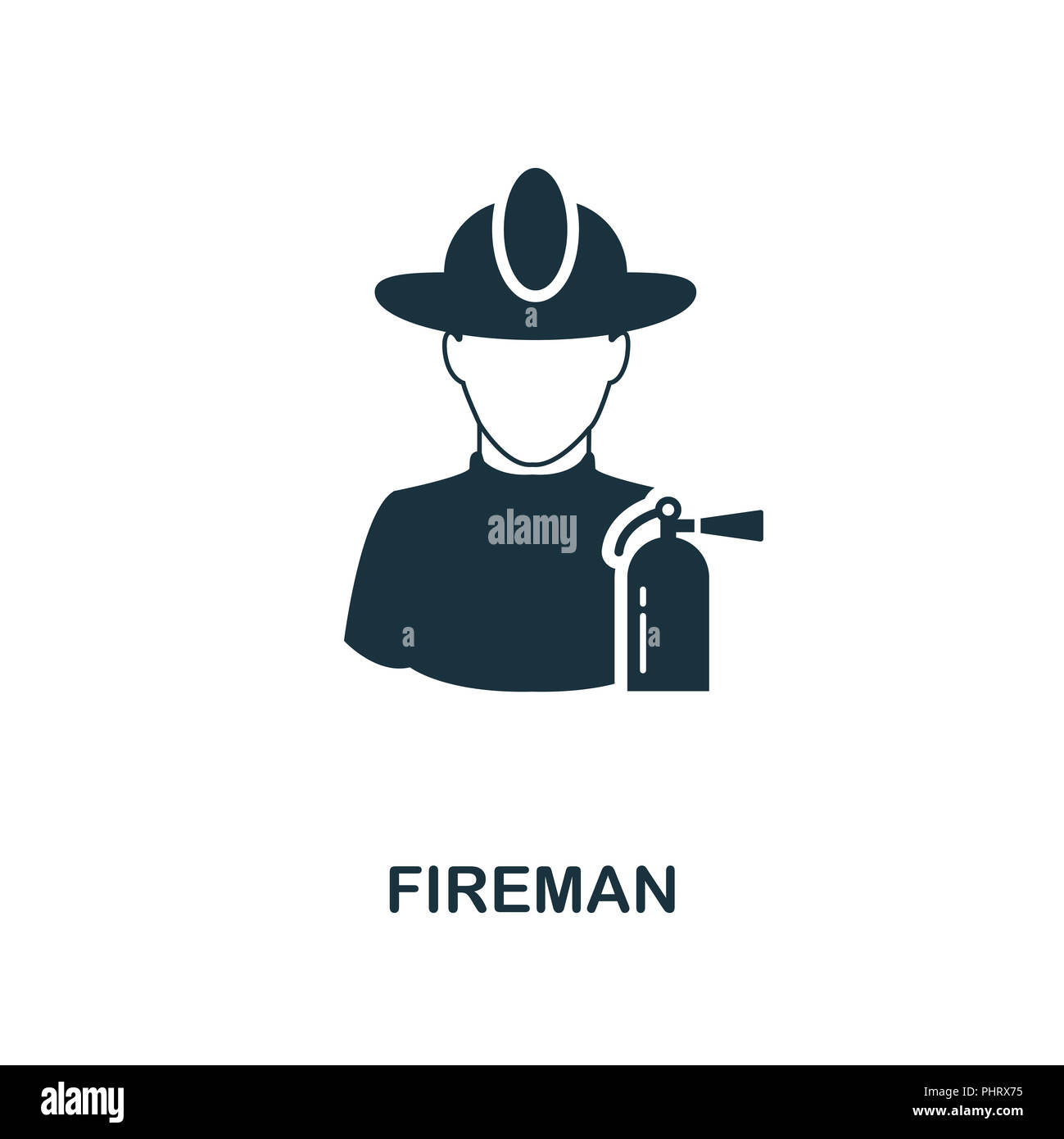Fireman icon. Monochrome style design from professions collection. UI ...