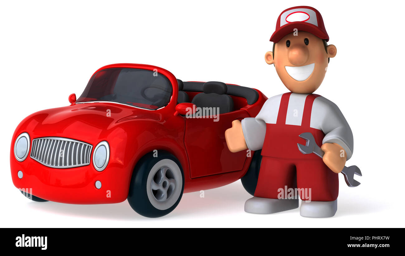 Fun mechanic - 3D Illustration Stock Photo - Alamy