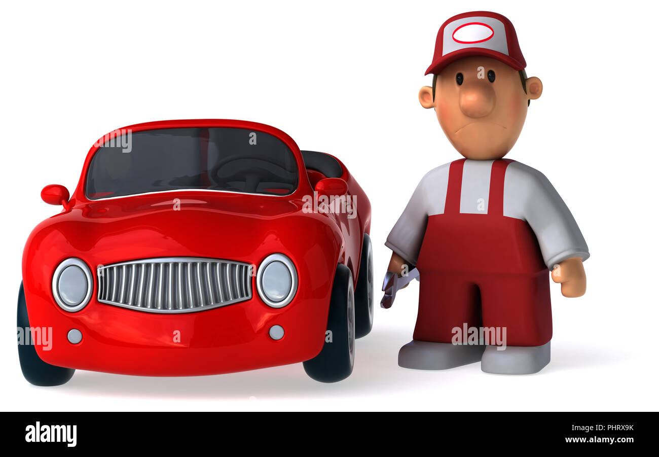 Fun mechanic - 3D Illustration Stock Photo - Alamy