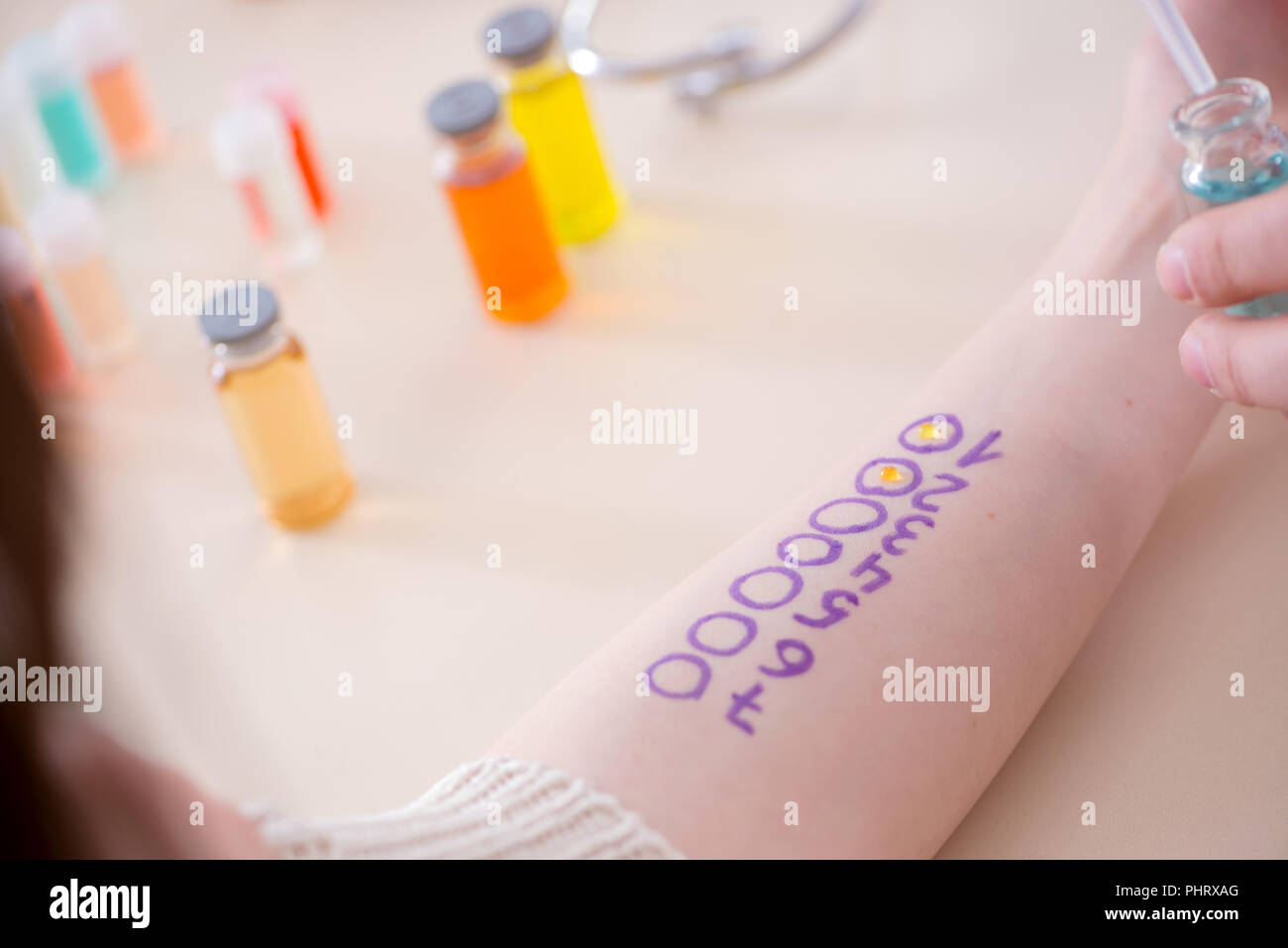 Doctor testing allergy reaction of patient in hospital Stock Photo - Alamy