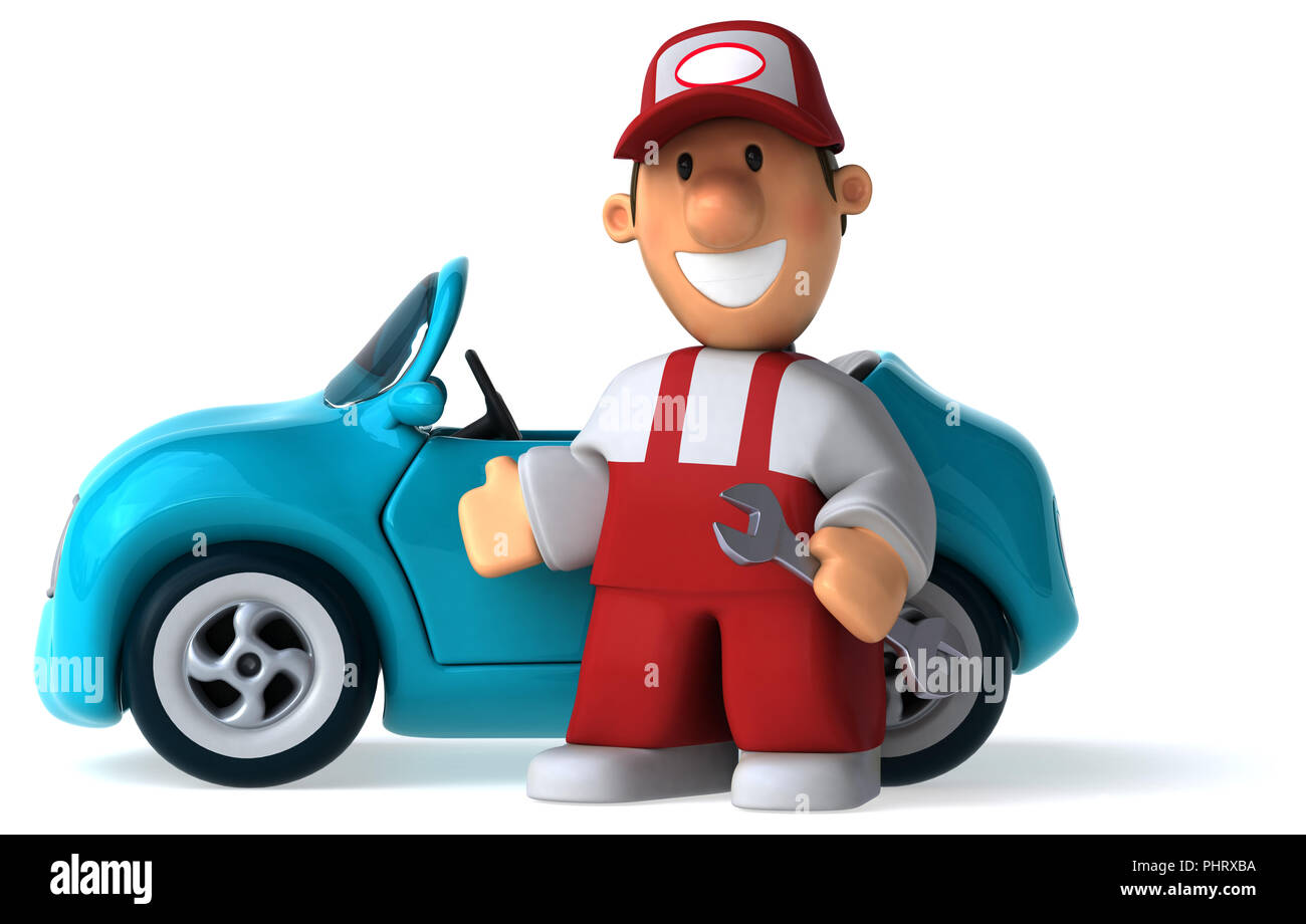 Fun mechanic - 3D Illustration Stock Photo - Alamy