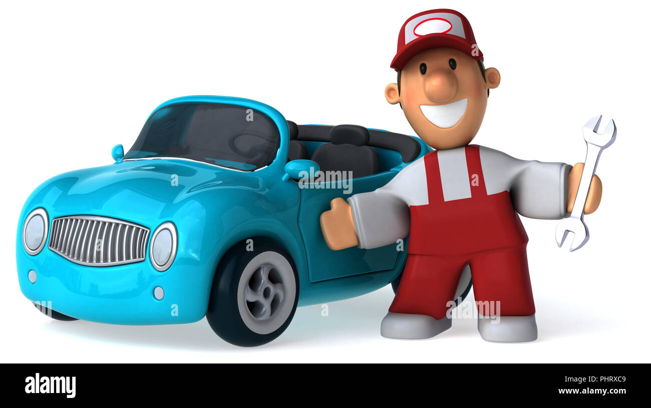 Fun mechanic - 3D Illustration Stock Photo - Alamy