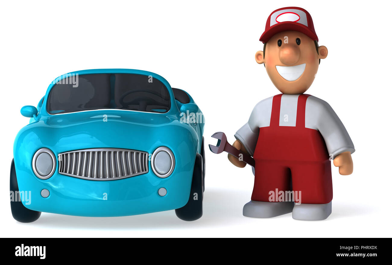 Fun mechanic - 3D Illustration Stock Photo - Alamy