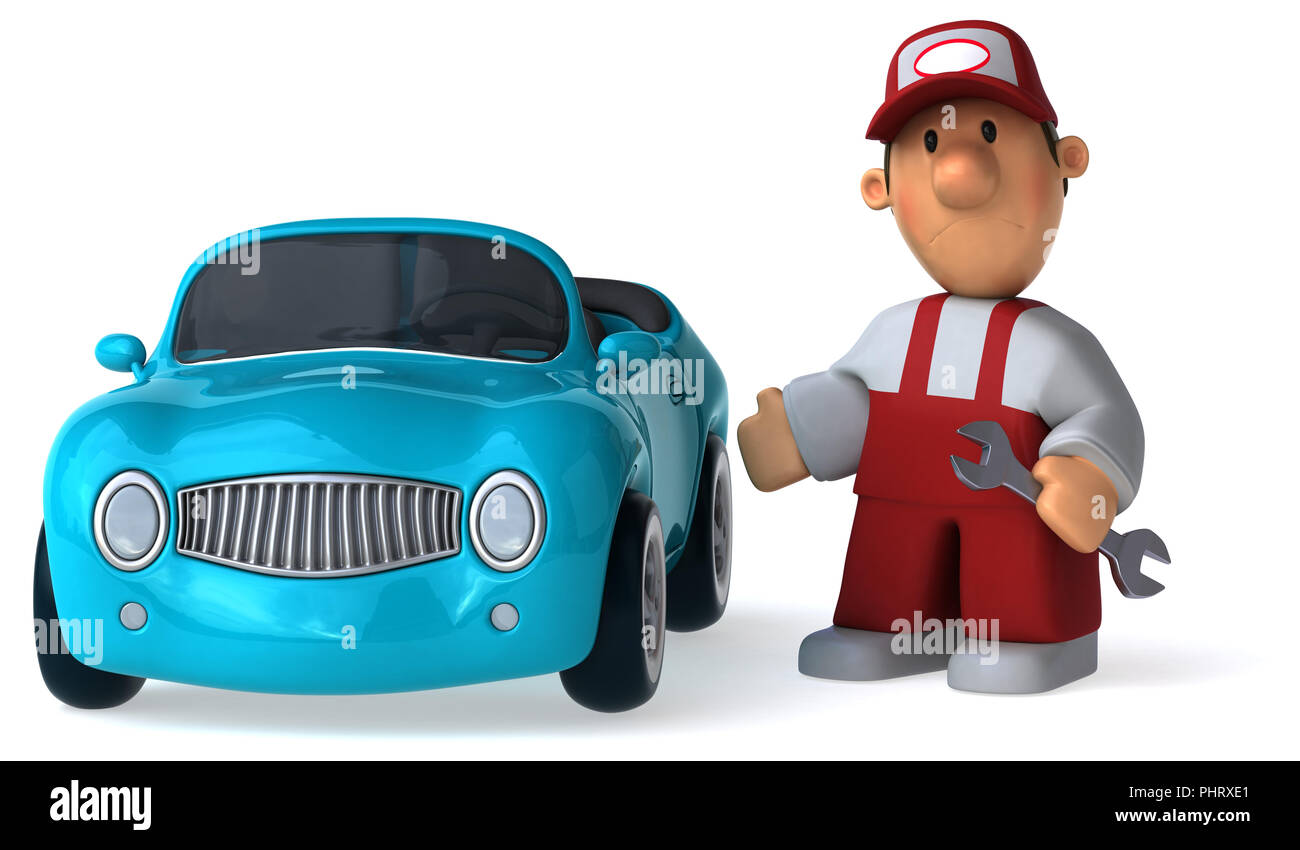 Fun mechanic - 3D Illustration Stock Photo - Alamy