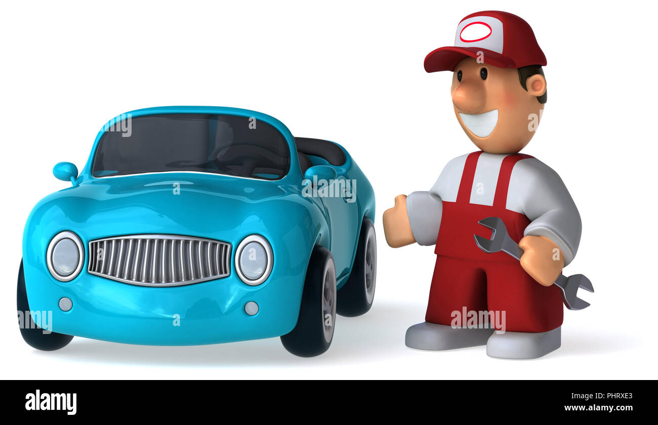 Fun mechanic - 3D Illustration Stock Photo - Alamy