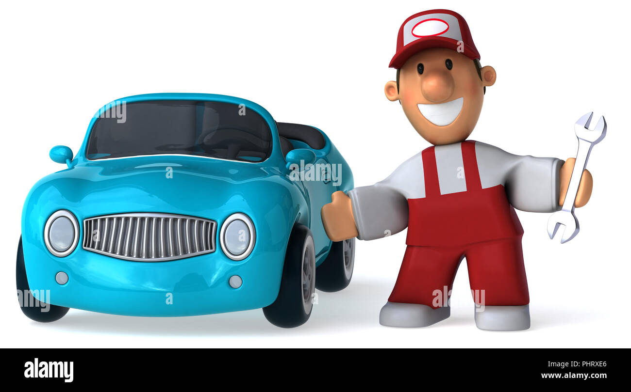 Fun mechanic - 3D Illustration Stock Photo - Alamy