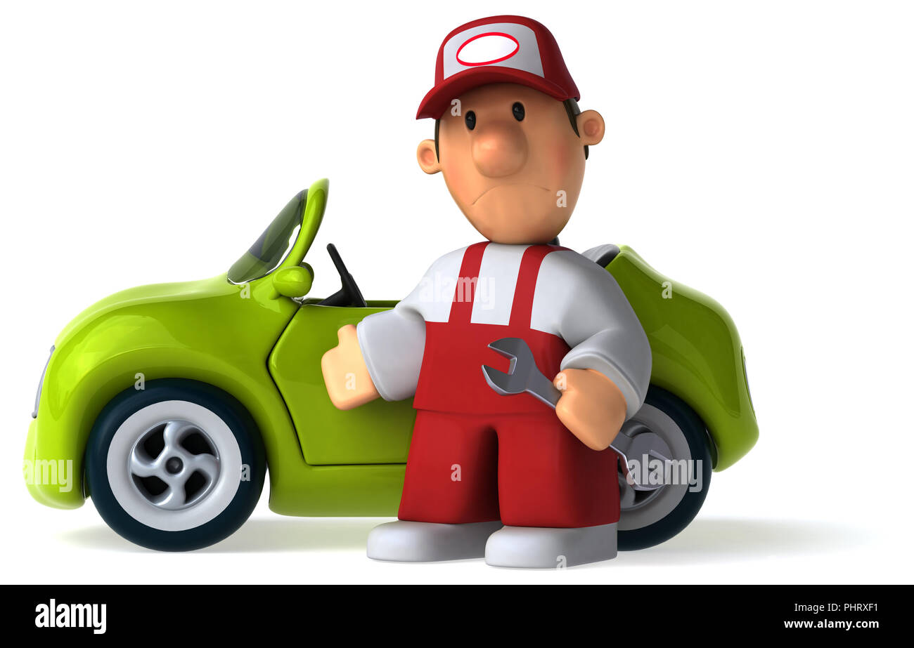 Fun mechanic - 3D Illustration Stock Photo - Alamy