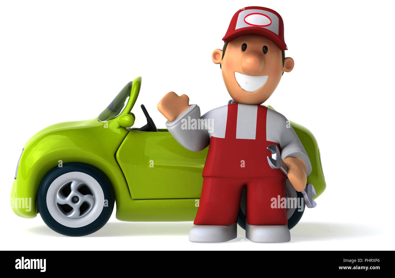 Fun mechanic - 3D Illustration Stock Photo - Alamy