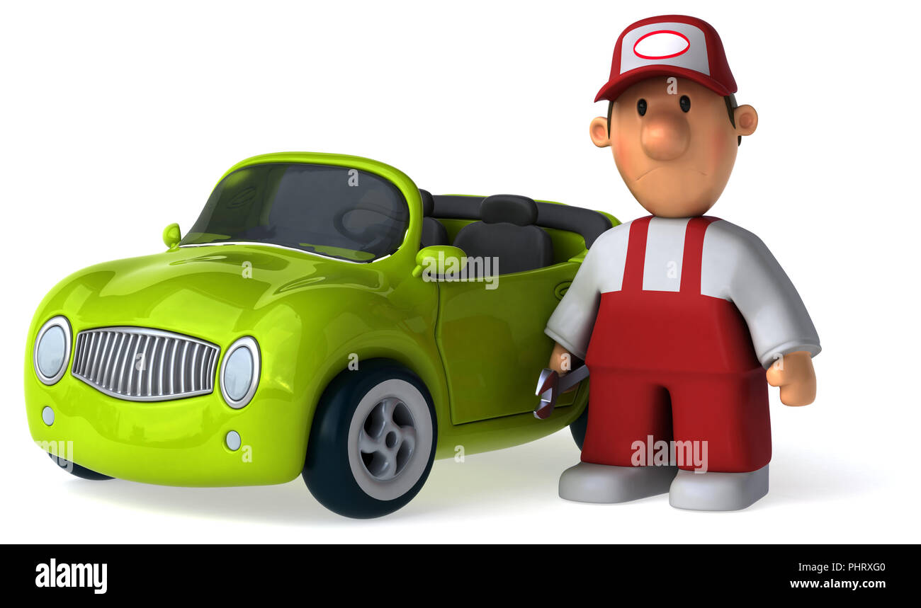 Fun mechanic - 3D Illustration Stock Photo - Alamy