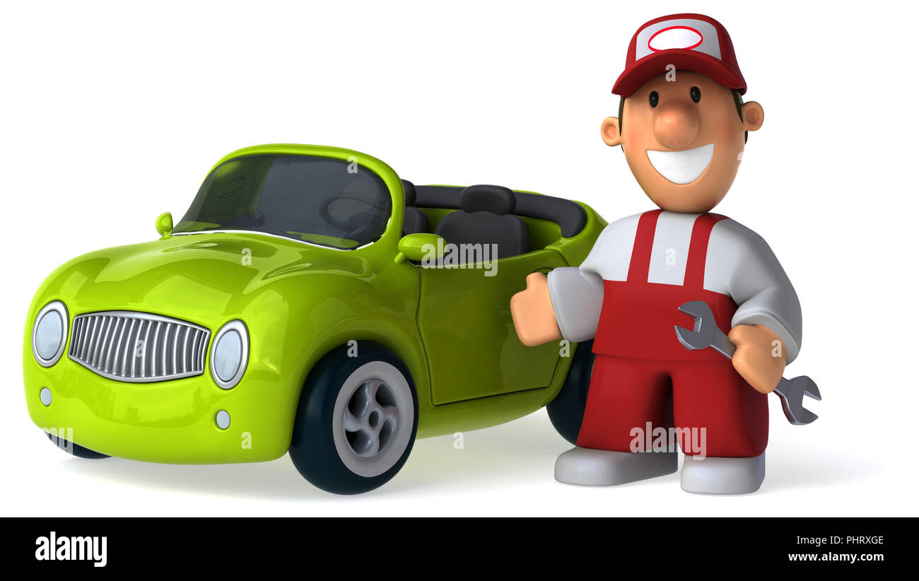 Fun mechanic - 3D Illustration Stock Photo - Alamy