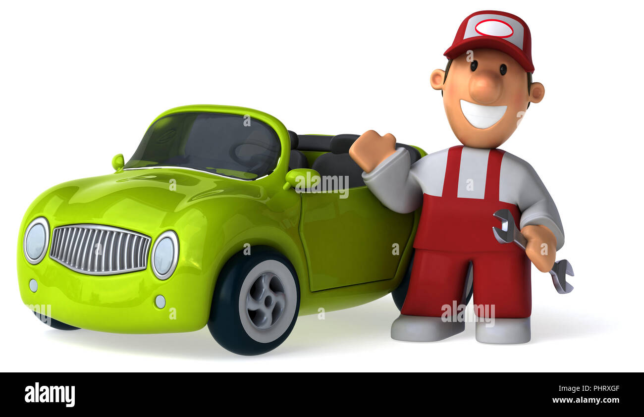 Fun mechanic - 3D Illustration Stock Photo - Alamy