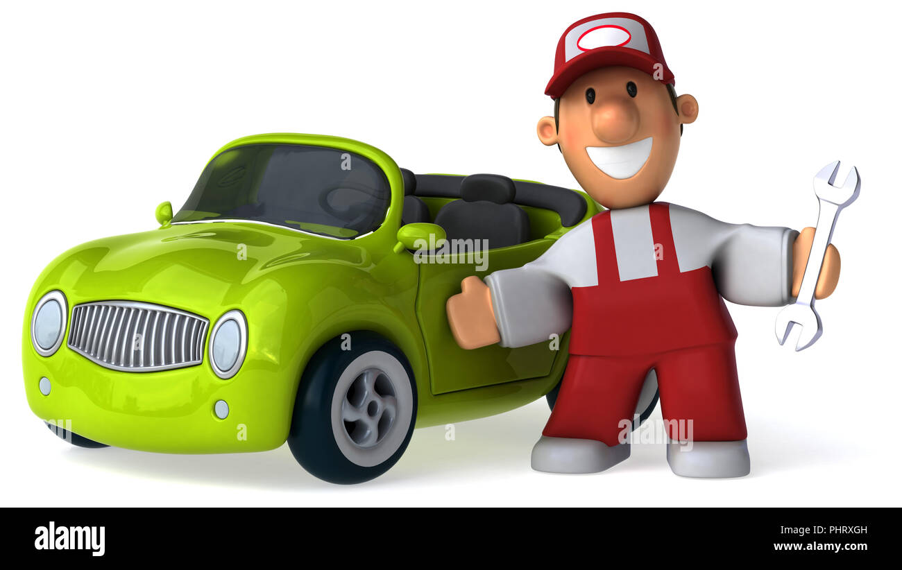 Fun mechanic - 3D Illustration Stock Photo - Alamy
