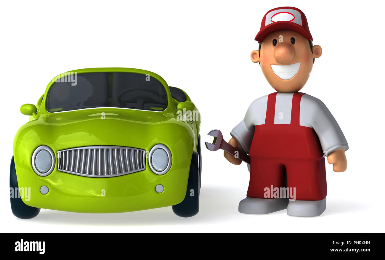 Fun mechanic - 3D Illustration Stock Photo - Alamy
