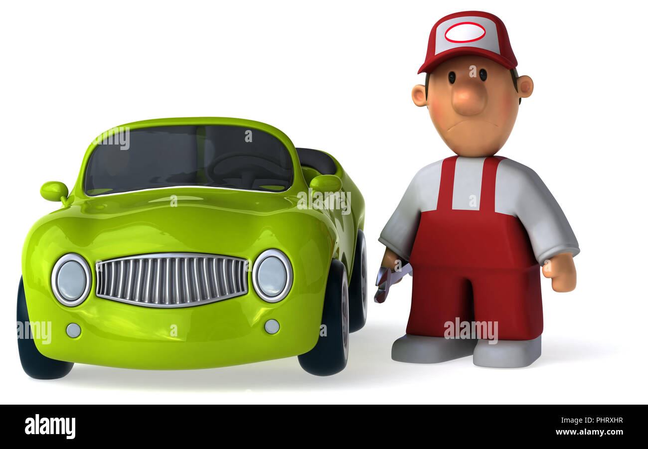 Fun mechanic - 3D Illustration Stock Photo - Alamy