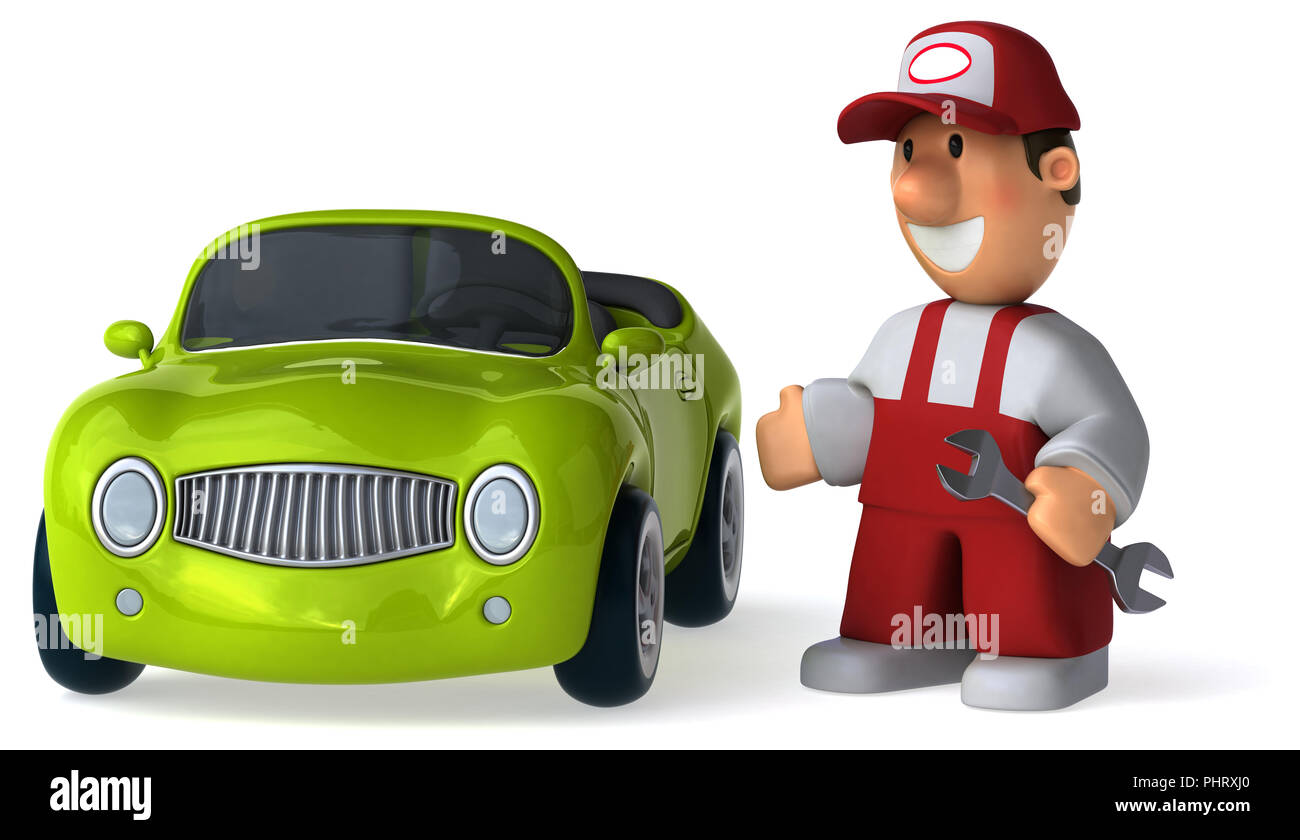 Fun mechanic - 3D Illustration Stock Photo - Alamy