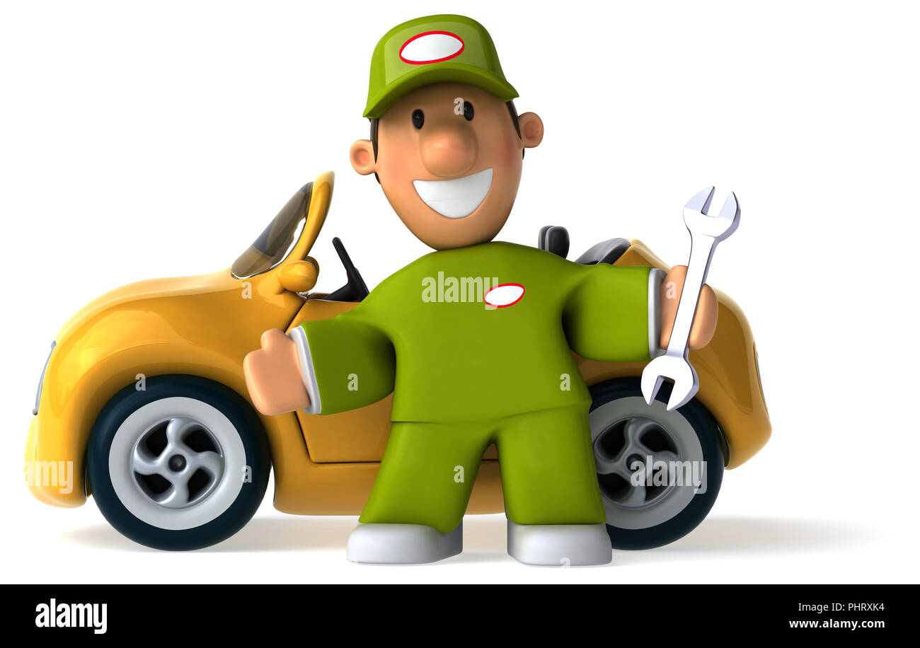 Fun mechanic - 3D Illustration Stock Photo - Alamy