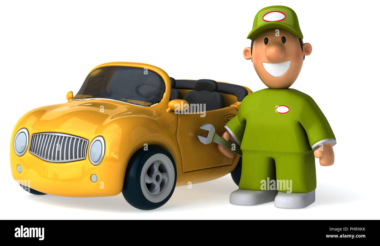 Fun mechanic - 3D Illustration Stock Photo - Alamy