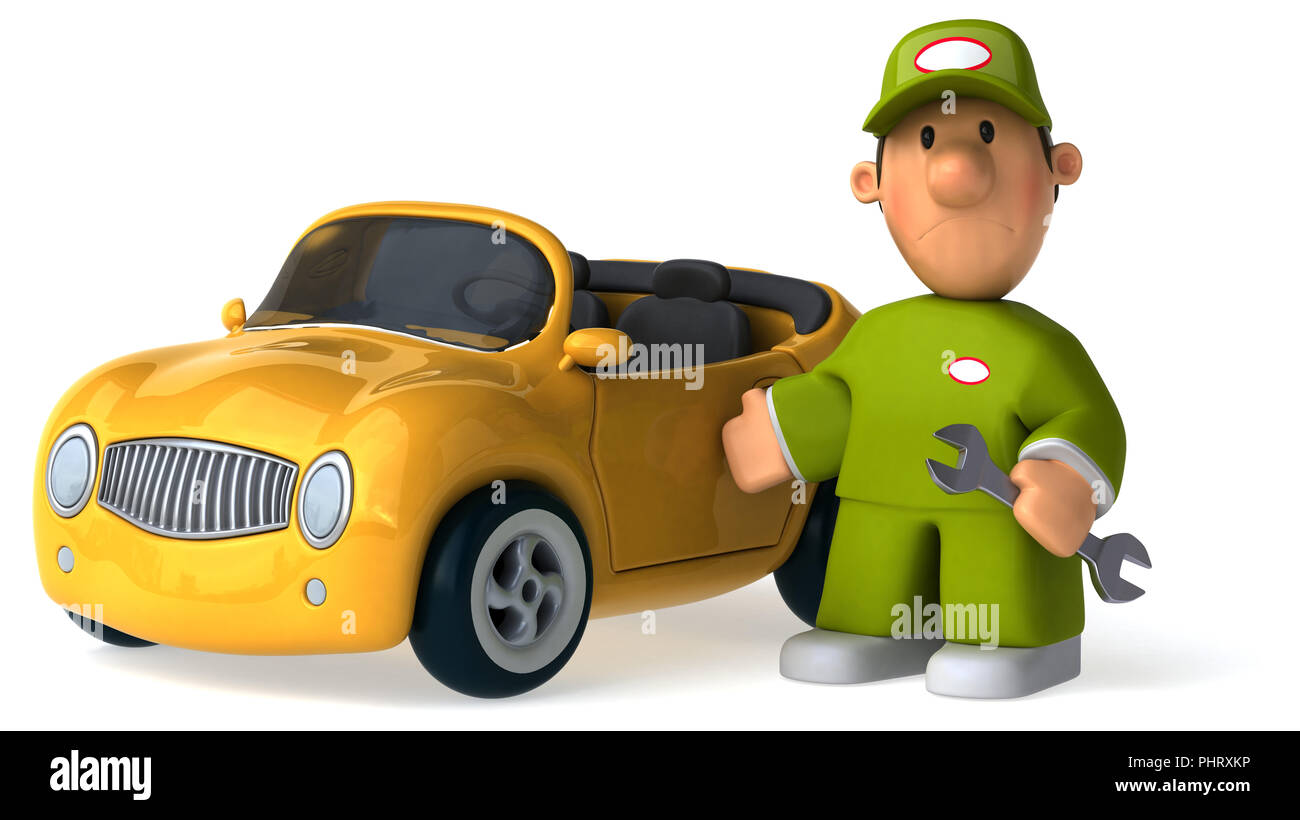 Fun mechanic - 3D Illustration Stock Photo - Alamy