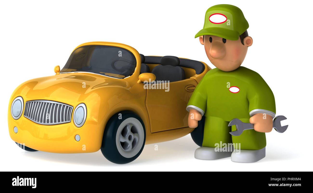 Fun mechanic - 3D Illustration Stock Photo - Alamy