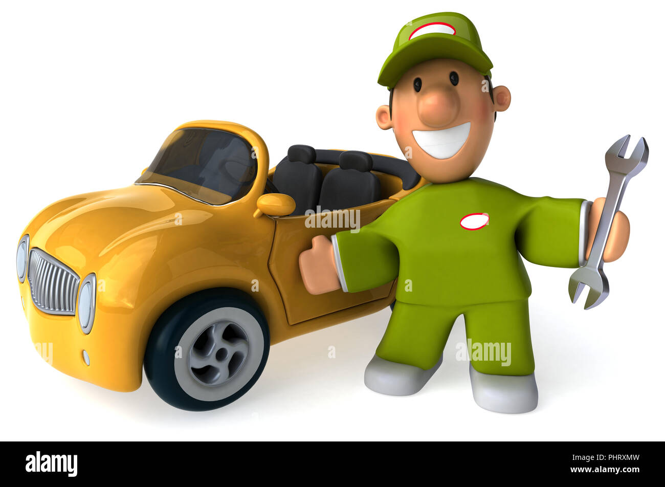 Fun mechanic - 3D Illustration Stock Photo - Alamy