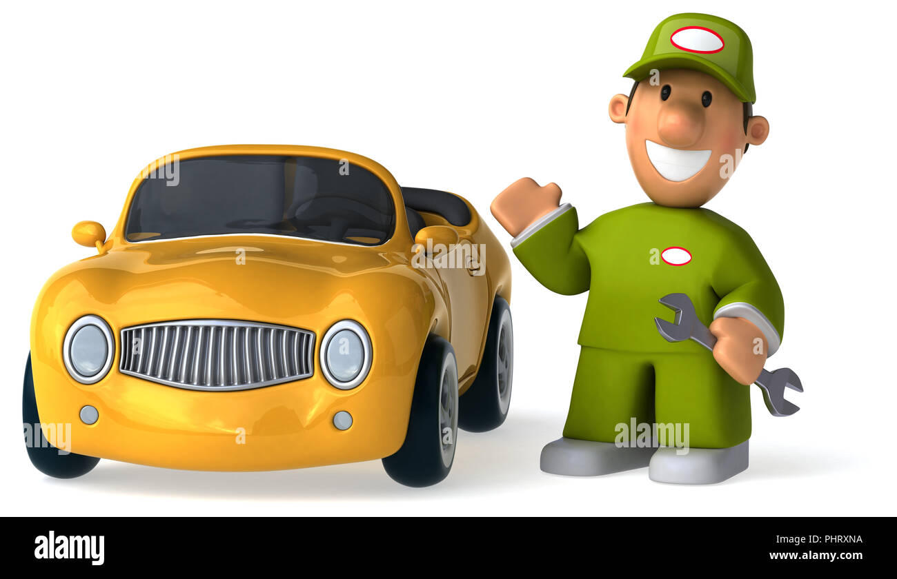 Fun mechanic - 3D Illustration Stock Photo - Alamy