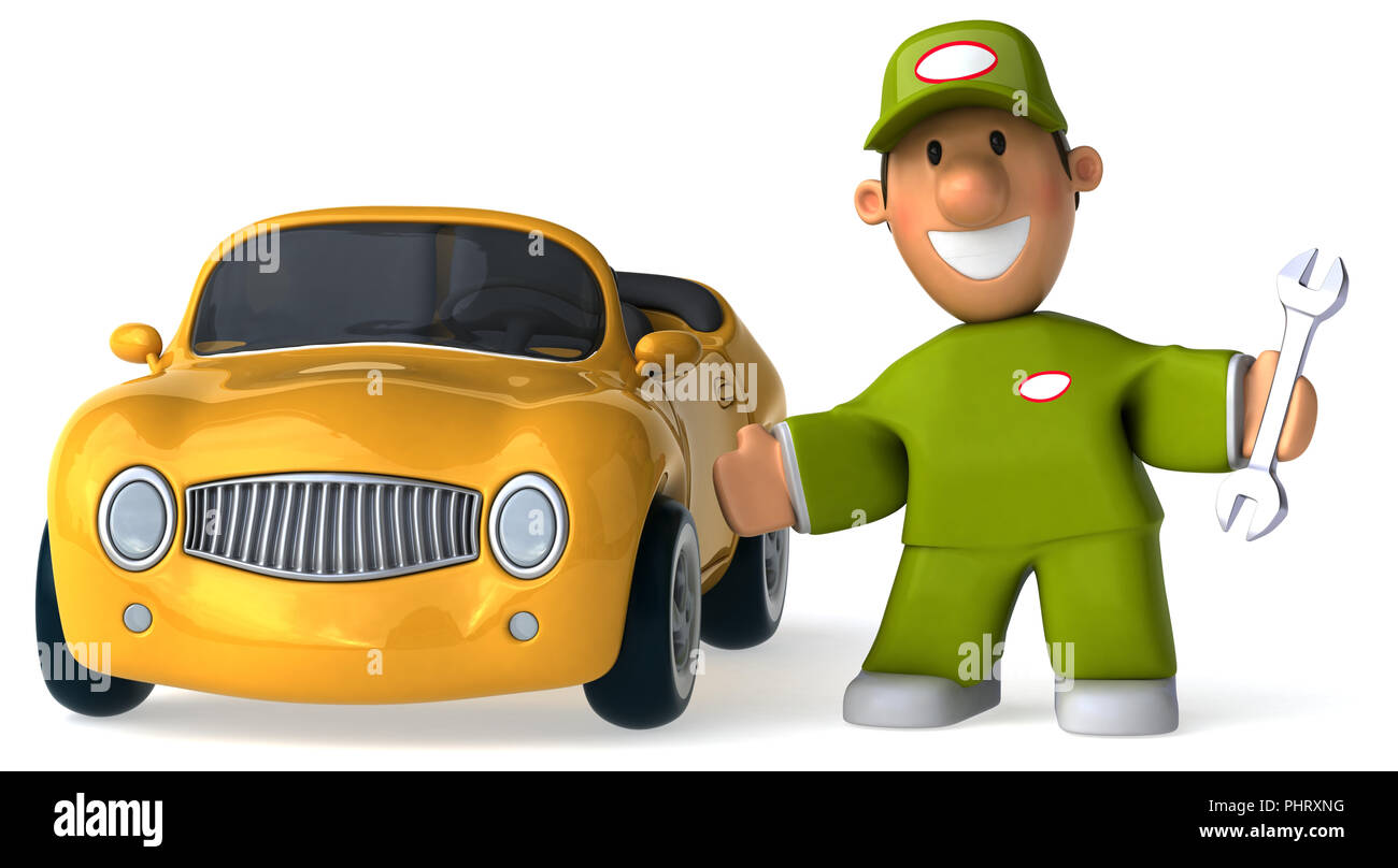Fun mechanic - 3D Illustration Stock Photo - Alamy