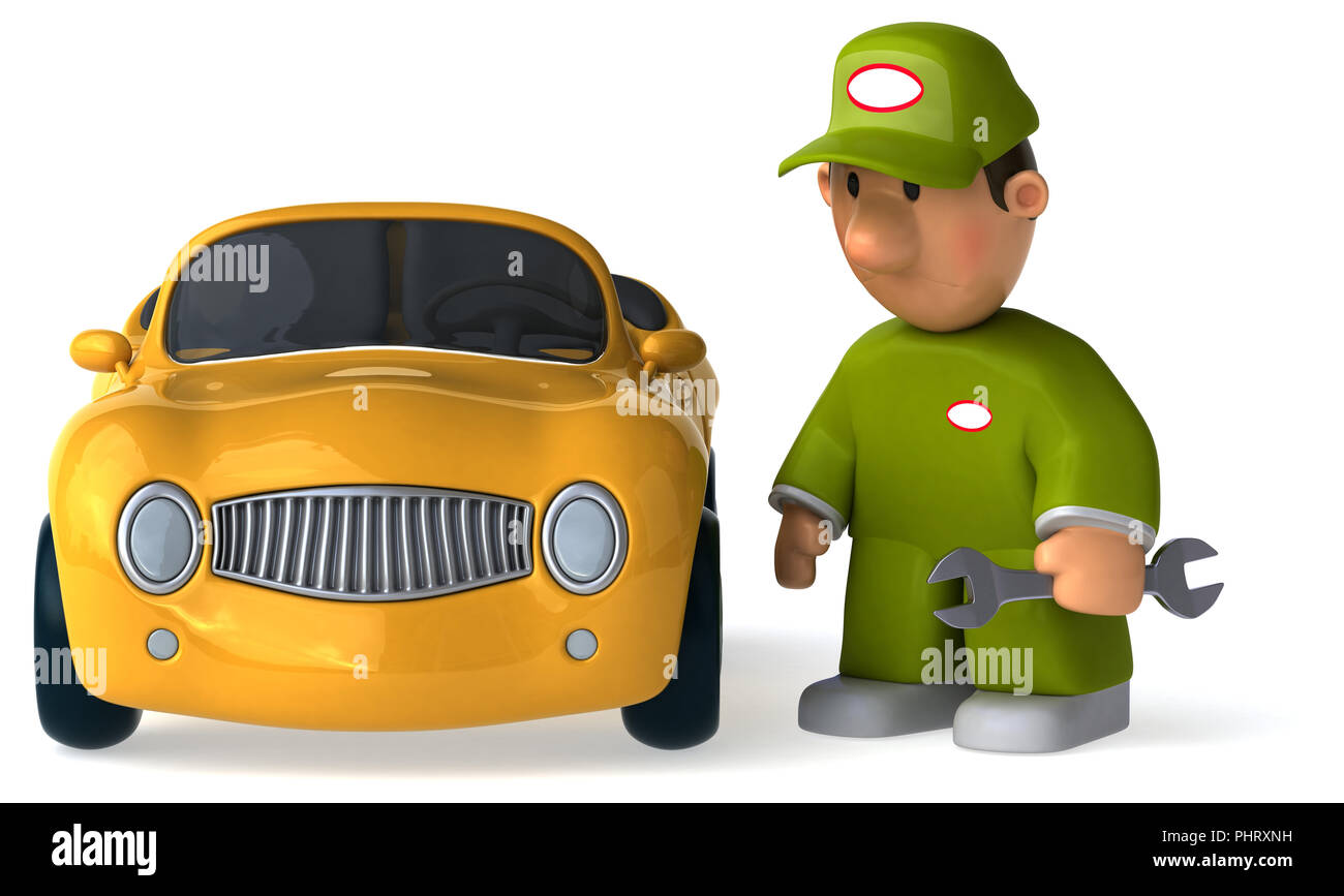 Fun mechanic - 3D Illustration Stock Photo - Alamy