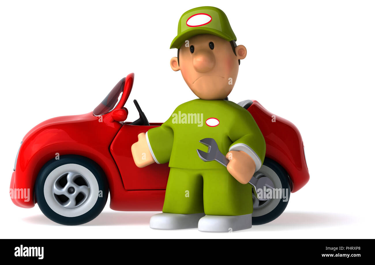 Fun mechanic - 3D Illustration Stock Photo - Alamy