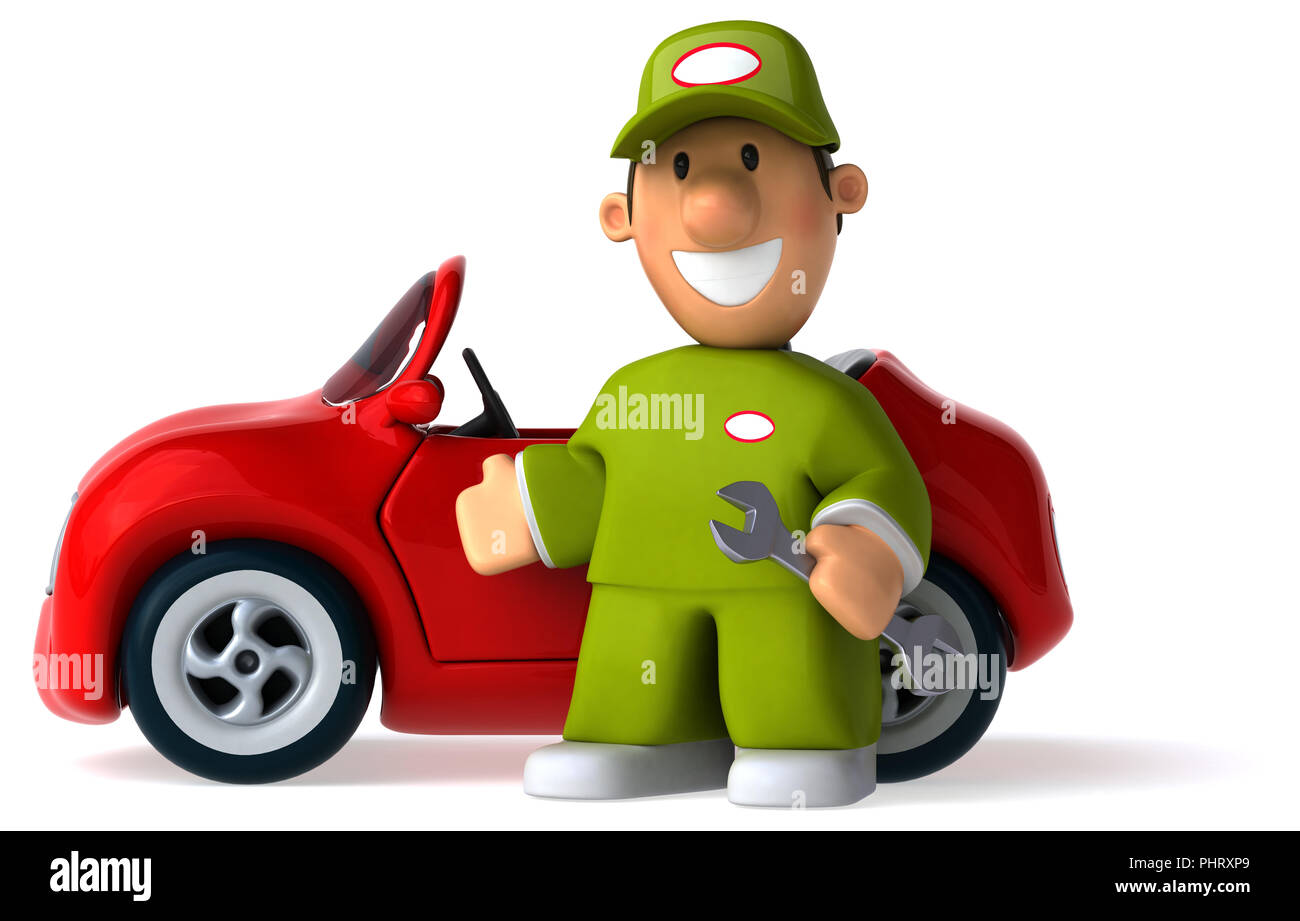 Fun mechanic - 3D Illustration Stock Photo - Alamy