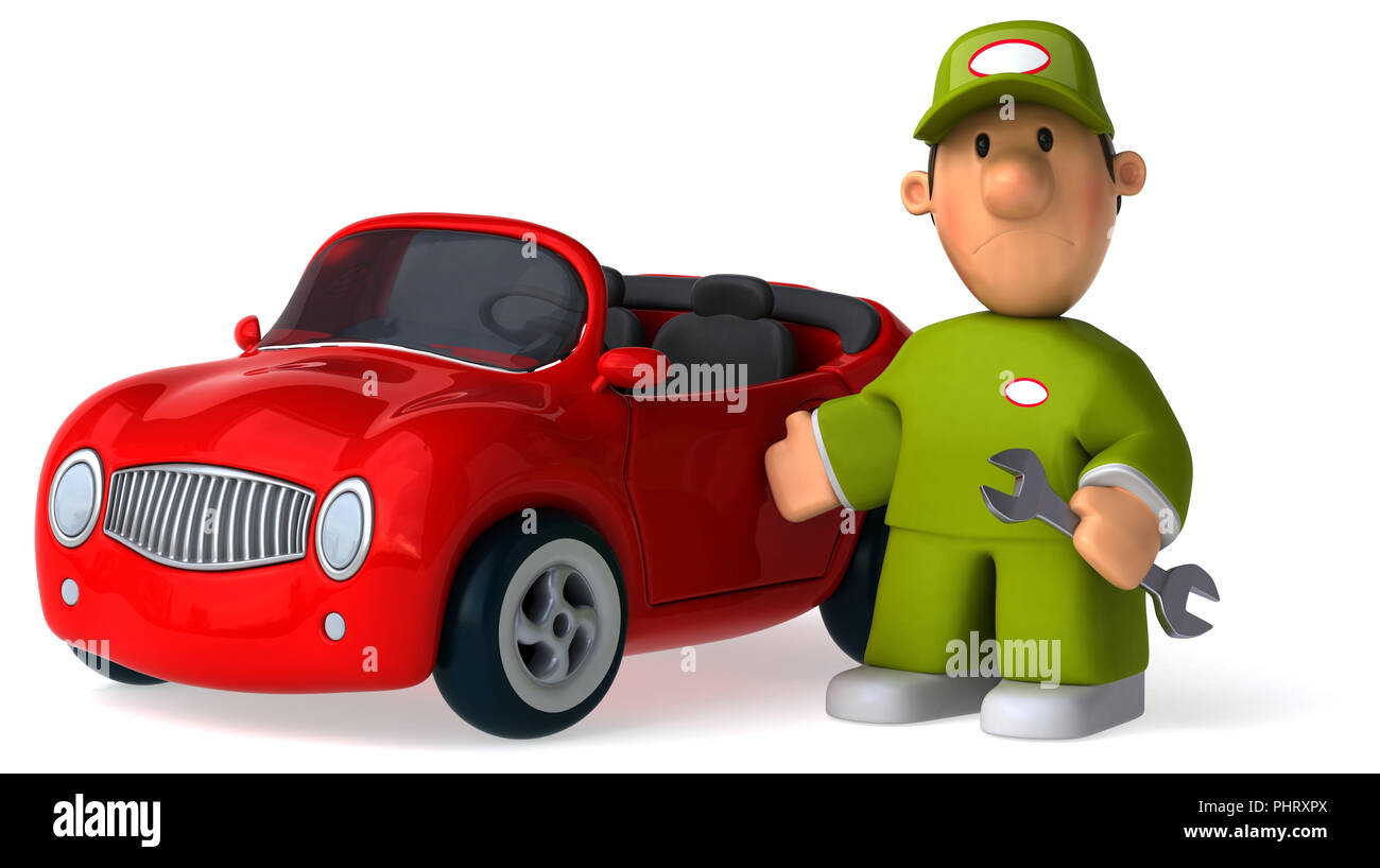Fun mechanic - 3D Illustration Stock Photo - Alamy