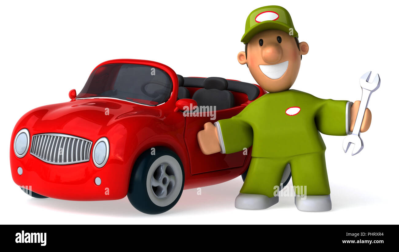 Fun mechanic - 3D Illustration Stock Photo - Alamy