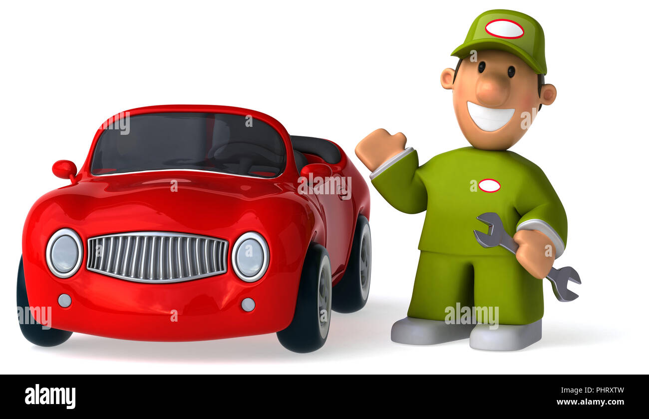 Fun mechanic - 3D Illustration Stock Photo - Alamy