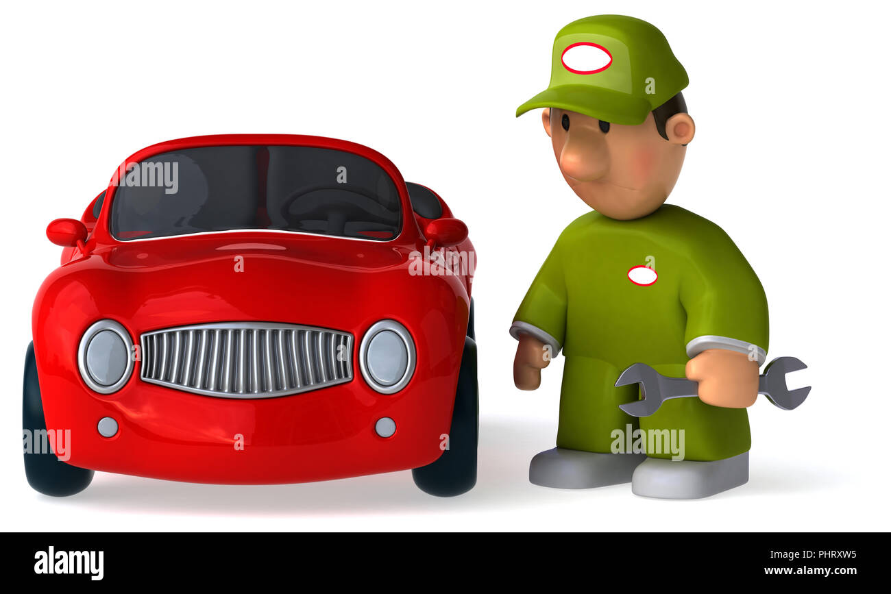 Fun mechanic - 3D Illustration Stock Photo - Alamy