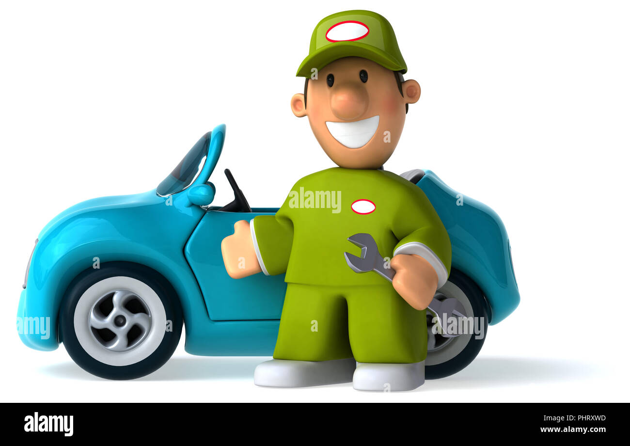 Fun mechanic - 3D Illustration Stock Photo - Alamy