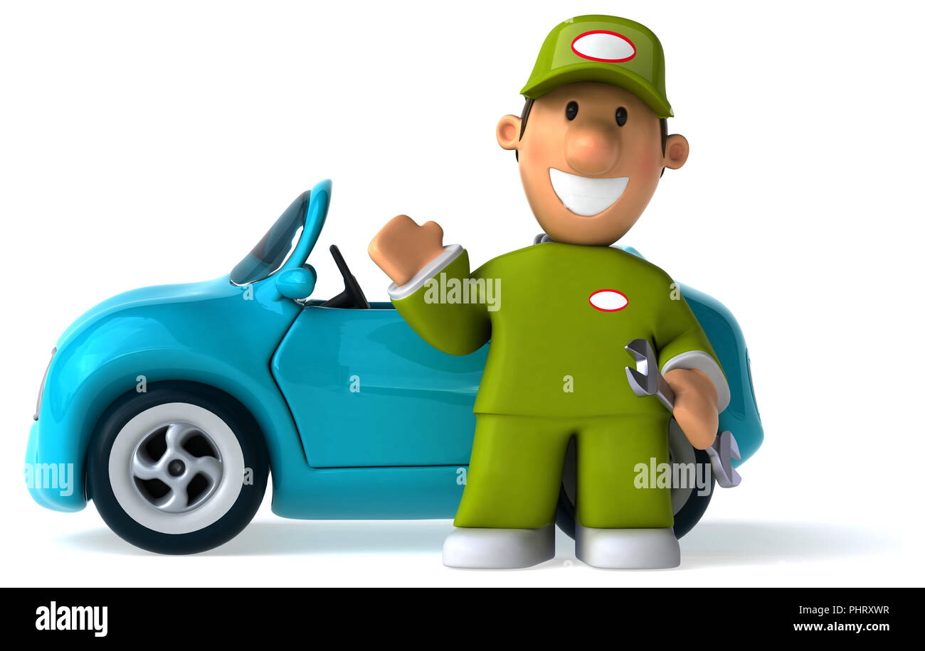 Fun mechanic - 3D Illustration Stock Photo - Alamy