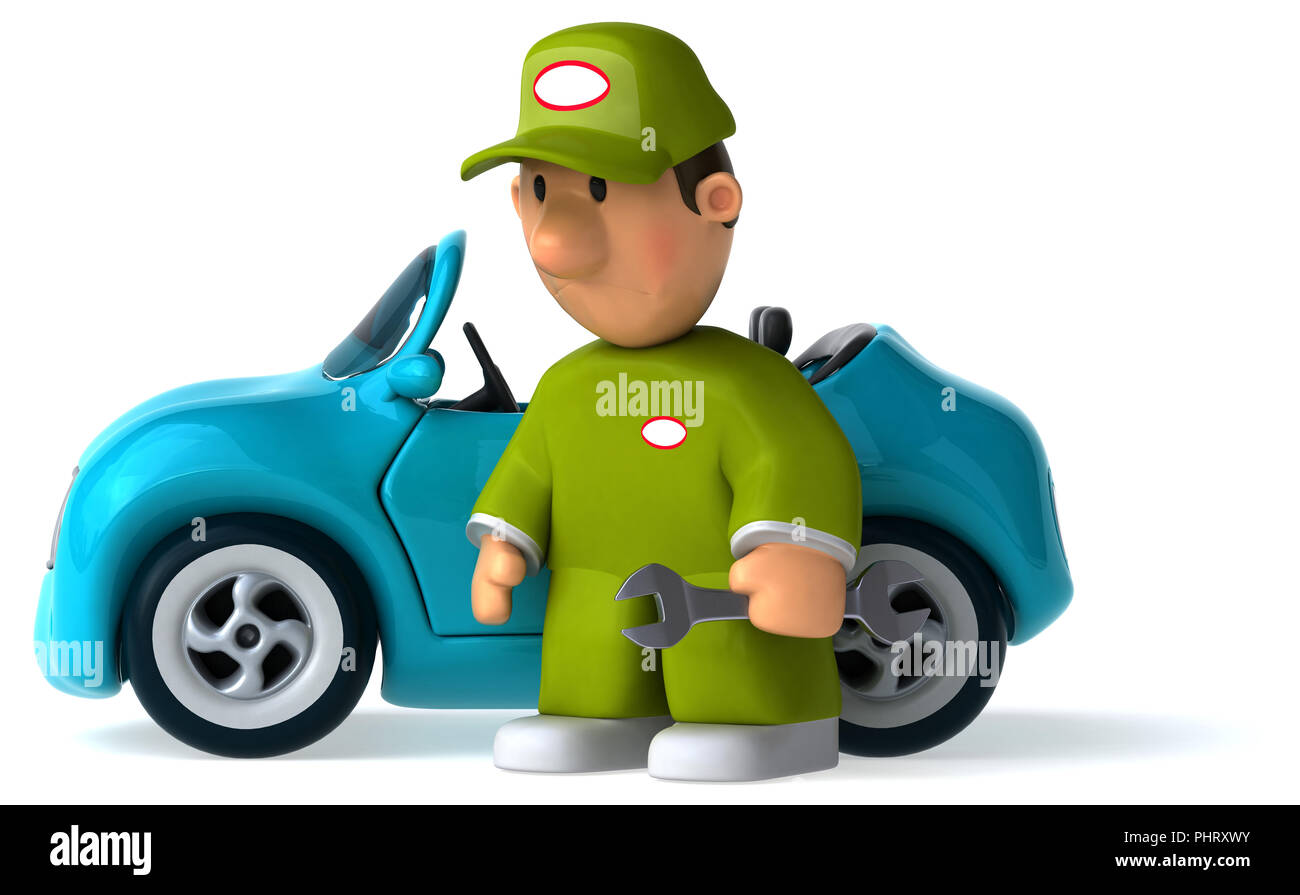 Fun mechanic - 3D Illustration Stock Photo - Alamy