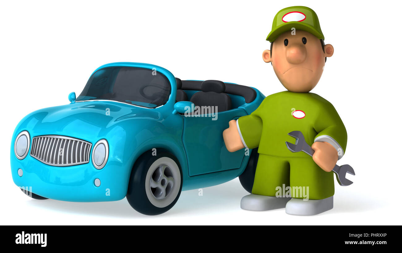 Fun mechanic - 3D Illustration Stock Photo - Alamy